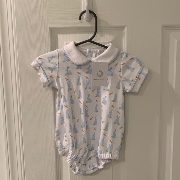 One Pieces | The Proper Peony Parkside Pima Baby Boys Blue Bunny Bubble ...